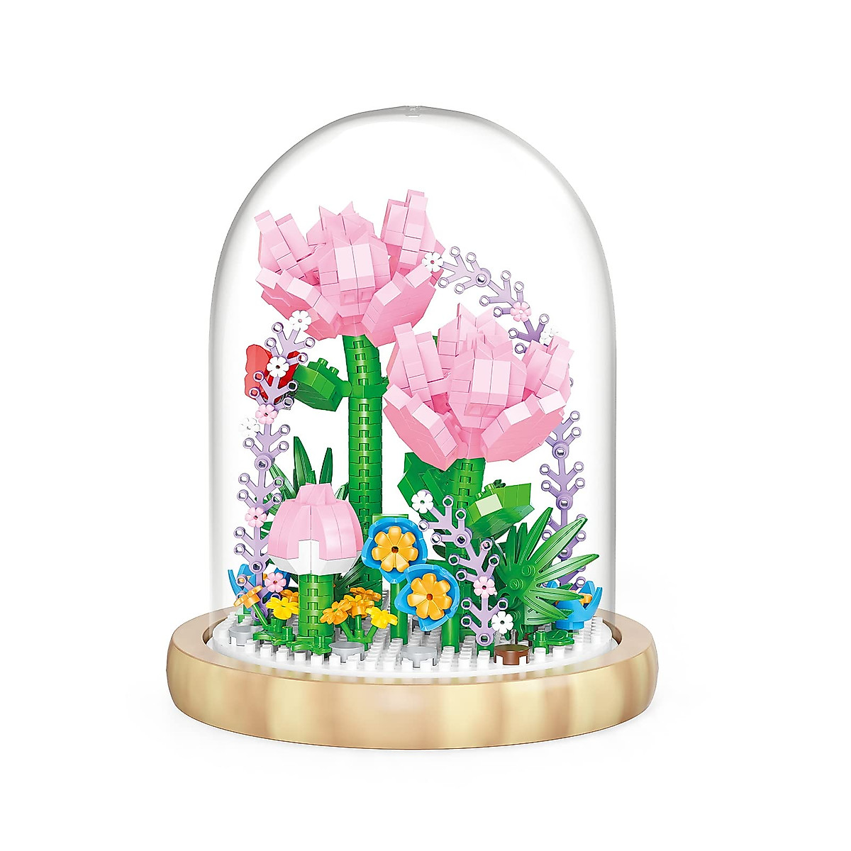 FLOWERKITY Building Blocks Flower Set Carnation Bouquets Mini Blocks with Dust Cover, Botanical Collection Gifts for Adults, Women… (Pink Carnation)