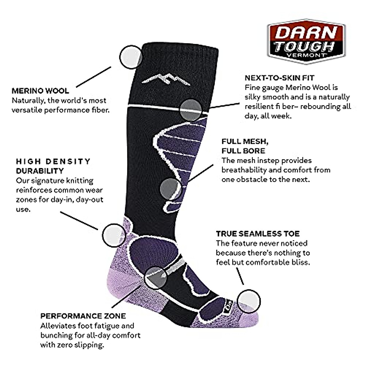 Darn Tough 1810-C-1001-04 Function 5 OTC Midweight with Cushion Black Medium