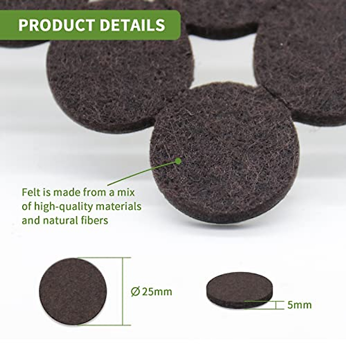 Felt Furniture Pads for Hardwood Floors 48 PCS, Furniture Pads, Floor Protectors for Hardwood Floors, Felt Pads for Furniture, Round, Dark Brown