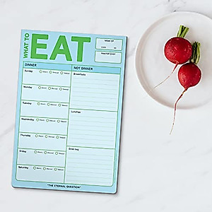 Knock Knock What To Eat Pad (Turquoise / Pastel), Magnetic Meal Planning Note Pad with Magnet, 6 x 9-inches