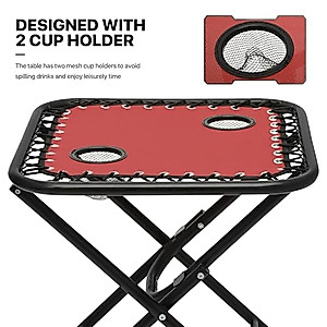 MoNiBloom 3PCS Leisure Chairs Table Set Outdoor Furniture Zero Gravity Chairs Recliner Adjustable Folding Lounger for Pool Patio Camping Yard Beach Vacation, 330lbs Capacity, Maroon