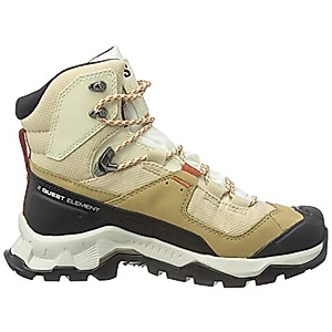 Salomon Quest Element Gore-TEX Hiking Boots for Women, Safari/Vanilla Ice/Mecca Orange, 10