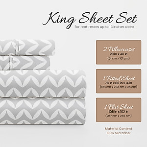 Linen Market 4 Piece King Bedding Sheet Set (Gray Chevron) - Sleep Better Than Ever with These Ultra-Soft & Cooling Bed Sheets for Your King Size Bed - Deep Pocket Fits 16" Mattress