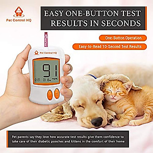Pet Control HQ Blood Sugar Glucose Monitor System - Cat and Dog Glucose Monitoring Kit - Accurate Diabetes Testing 2 Calibrated Code-Chips, Lancets, Logbook - Monitor + 50 Test Strips