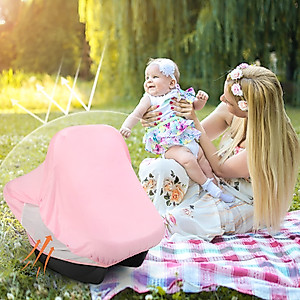 Baby Car Seat Cover - Cozy Sun & Bug Covers Infant Car Seat Covers for Babies Baby Canopy - Baby Carseat Cover Lightweight Stretchy Breathable Soft Comfortable