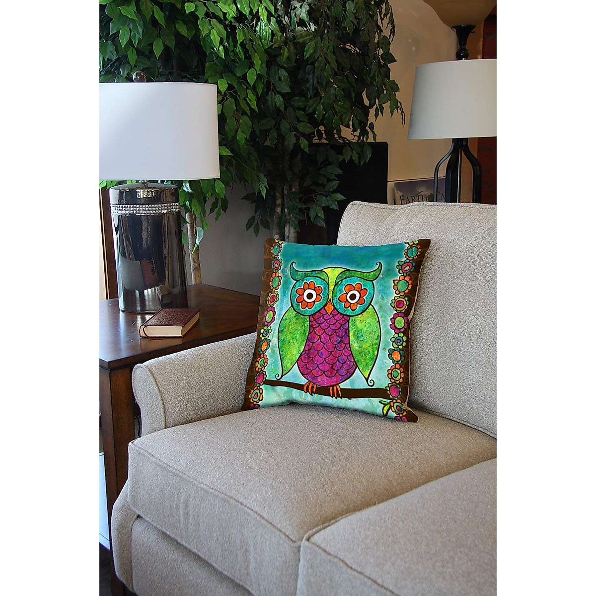 Toland Home Garden Rainbow Owl 18 x 18 Inch Indoor, Pillow, Case (2-Pack)