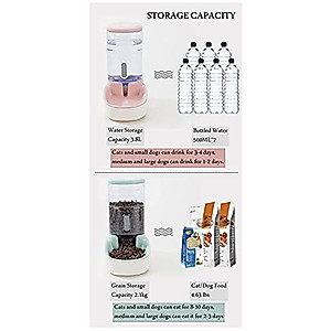 MGMNGY Pet Supplies Cat/Dog High Capacity Feeder and Water Dispenser Set, Natural Gravity Without Electricity, Water Storage Capacity 3.8L, Grain Storage Capacity 2.1kg, Blue