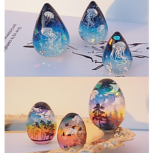 Eggs Ball Silicone Resin Molds for Jewelry Keychain, Epoxy Resin Ball Spheroid Necklace Stone Mold, Mini Orbs Pendant Casting Silicon Mold for UV Resin Crafts, DIY Easter Eggs Planet Jewelry Making