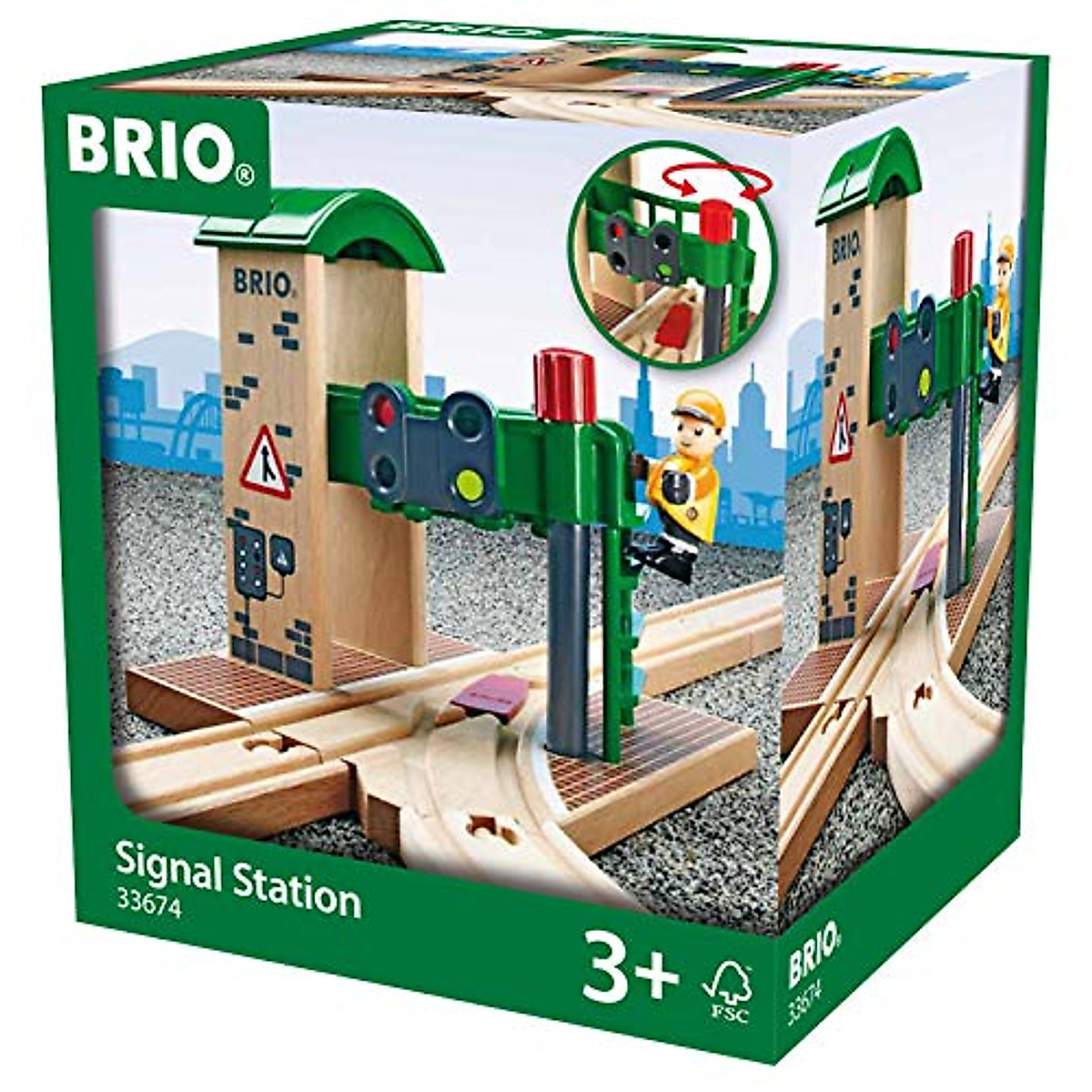 Brio World 33674 - Signal Station - 2 Piece Wooden Toy Train Accessory for Kids Age 3 and Up