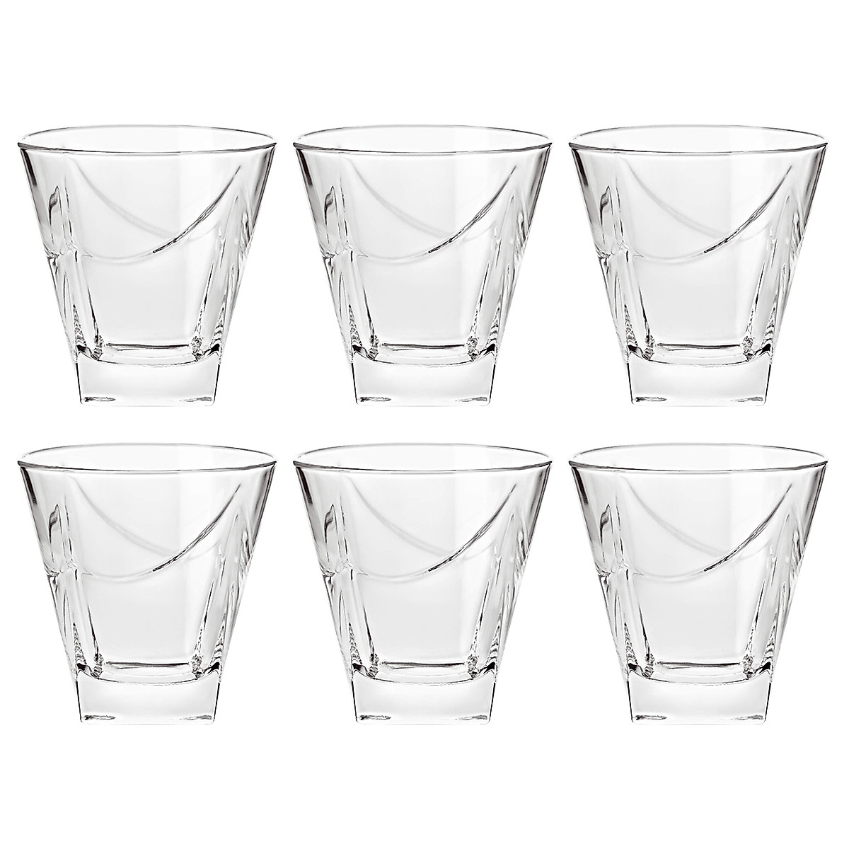 Barski - European Glass - Double Old Fashioned Tumbler Glasses - Uniquely Designed - Set of 6-11.5oz. - Made in Europe
