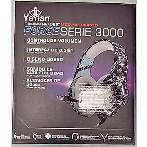 YEYIAN Force Stereo Gaming Headset Mic, Noise Cancelling Over Ear Microphone Headphones, Bass Surround, Soft Earmuffs, Compatible with PS4 Xbox One PS5 Nintendo Controller PC Laptop Games, Winter Camo