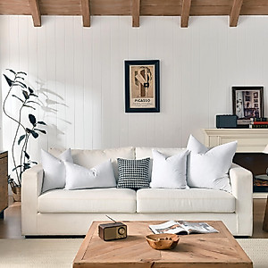 basic home 26x26 Euro Throw Pillow Inserts-Down Feather Pillow Inserts-Cotton Fabric-Set of 2-White