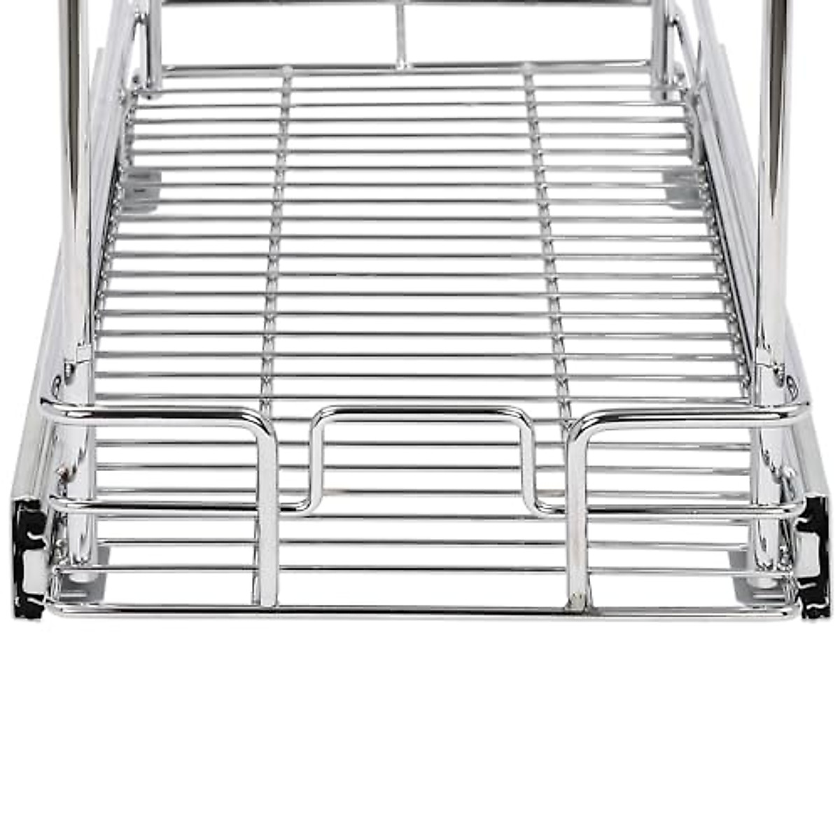 GDAE10 Heavy Duty Cabinet Pull Out Shelves, 2-Tier Pull Out Cabinet Organizer, Silver Slide Out Cabinet Organizer Storage for Home Kitchen