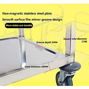 Utility Cart Lab Serving Cart, Medical Cart 3-Layer Stainless Steel Kitchen Service Cart for Hotel, Catering, Restaurant Tool Cart-85 X 45 X 90CM