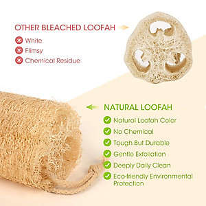 YEMTAL Natural Loofah Sponges Organic Luffa Bath Shower Sponge Exfoliating Body Back Scrubber for Men Women Adults SPA Beauty Bathing Daily Care - 4 PCS