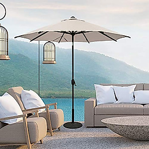 Abba Patio 9ft Patio Umbrella Market Outdoor Table Umbrella with Auto Tilt and Crank for Garden, Lawn, Deck, Backyard & Pool, 8 Sturdy Steel Ribs, Beige