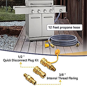 12FT Natural Gas Conversion Kit，52066 Gas Conversion Kit，65,000 BTU Natural Gas Hose and Regulator Compatible with Grill Kitchen Auxiliary Gas Grill