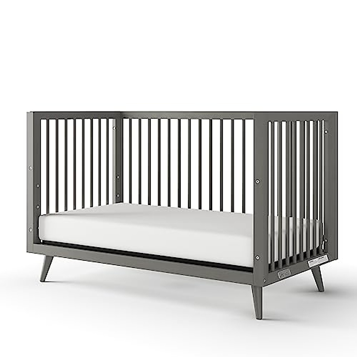 Child Craft Cranbrook 4 in 1 Convertible Crib, Mid Century Modern Baby Crib Converts to Day Bed, Toddler Bed and Full Size Bed, 3 Adjustable Mattress Positions