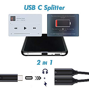 AD ADTRIP USB C Splitter, USB C Headphone and Charger Adapter Type C Splitter Audio and Charging Adapter Compatible with Samsung Galaxy S20+/S20/S10/Note10, Google Pixel 4/3/2 XL…