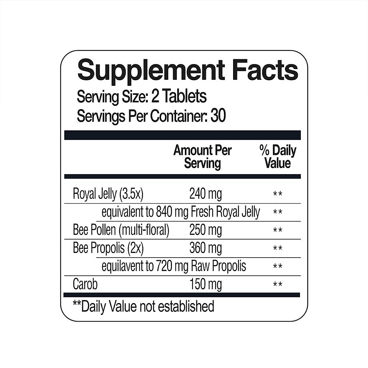 BEE and YOU Royal Jelly Tablet, Propolis Extract, Bee Pollen, 100% Natural Superfood, Ultra Pure, Immune Support Supplement, Improve Energy, Focus, Antioxidants, Fresh, Keto, Paleo, Gluten-Free | 60ct