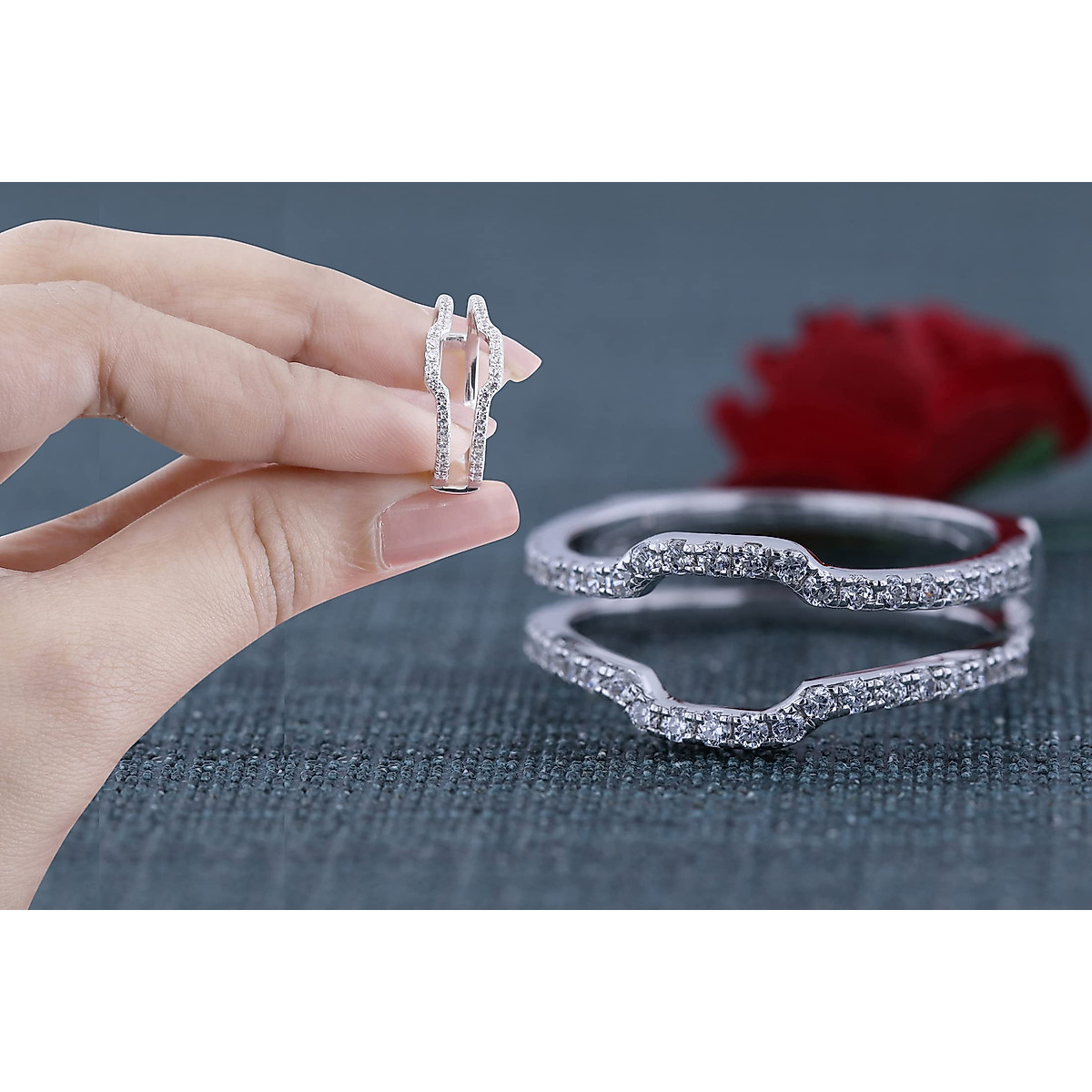 Dazzlingrock Collection Cubic Zirconia Wedding Band Enhancer Guard Ring for Women (0.50 ctw, Color White, Clarity Clean) in 925 Sterling Silver Size 7.5