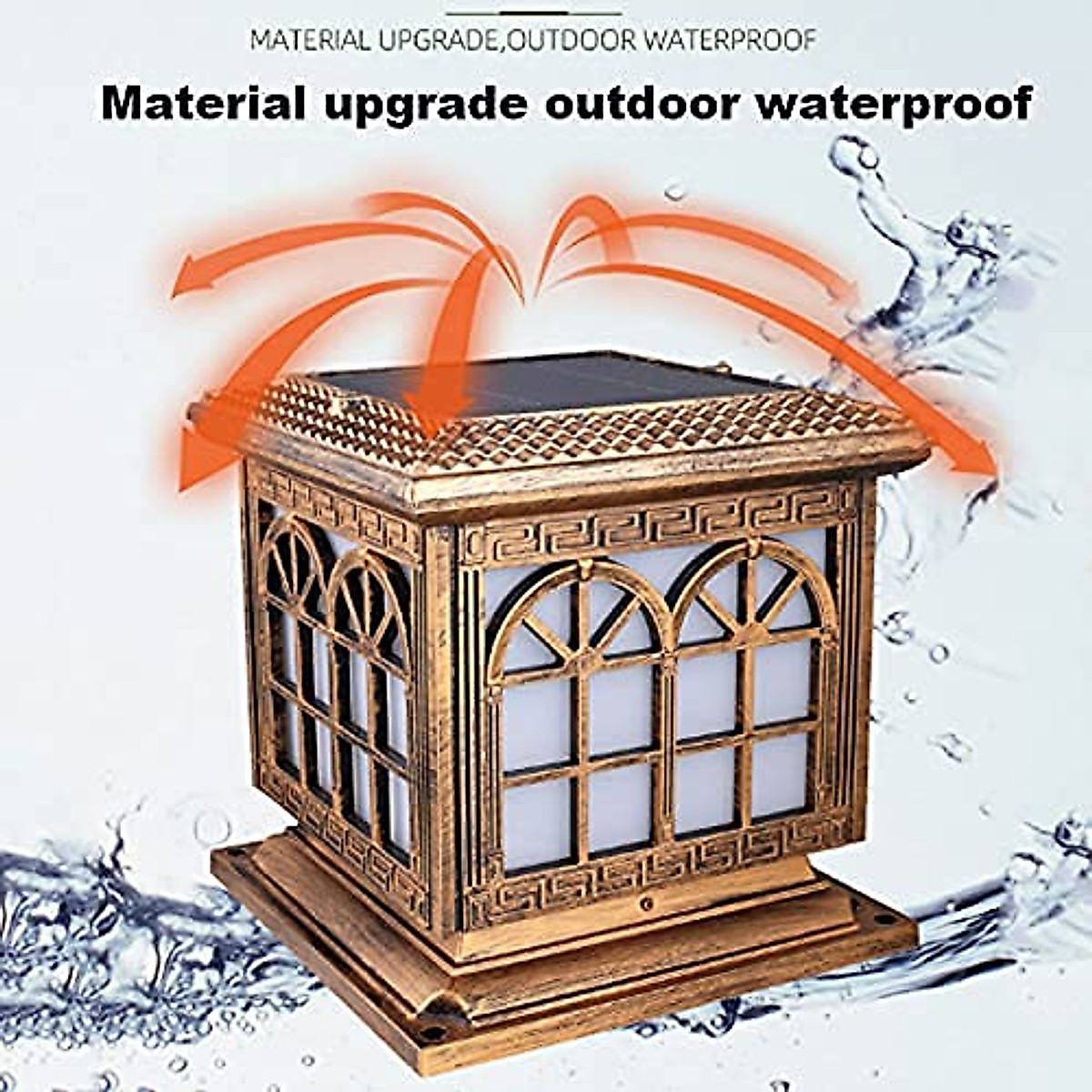 HSCW Flat-Topped Double Arches Solar Outdoor Light Waterproof Decorative Outside Wall Lamp Gate Pillar Stigma for Home Garden Column Street Lights Time: 8-12 Hours