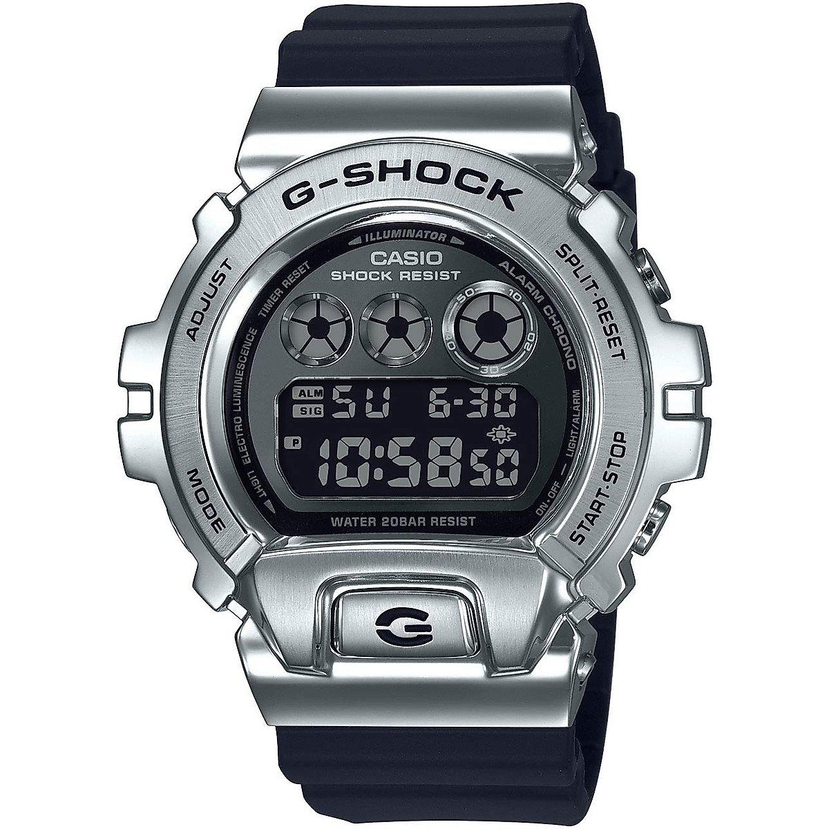 Men's Casio G-Shock 25th Anniversary Limited Edition Digital Stainless Steel and Black Resin Strap Watch GM6900-1
