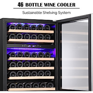 Antarctic Star 24" Wine Cooler Beverage Refrigerator Under Counter Beer Mini Fridge Built-in Freestanding Stainless Steel Dual-Layer Digital Temperature Control Glass Door…