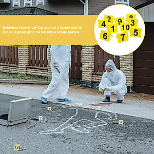 Hemoton 10pcs Evidence Markers Crime Scene Marker Tents 1-10 Table Number Tents for Halloween Party Decorations Yellow