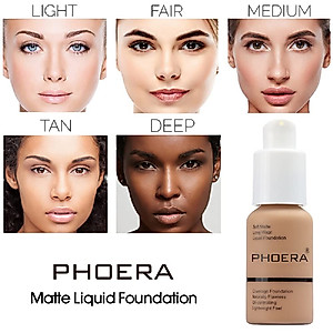 2 Pack Phoera Foundation Makeup For Older Women,Flawless Soft Matte Liquid Foundation 24 HR Oil Control Concealer Foundation Makeup,Full Coverage Foundation for Women and Girls (104 Buff Beige)