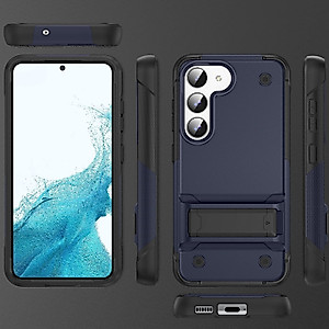 Asuwish Phone Case for Samsung Galaxy S23 5G with Tempered Glass Screen Protector Cover and Slim Stand Military Grade Hybrid Cell Accessories S 23 23S GS23 G5 SM-S911U 6.1 inch Women Men Blue