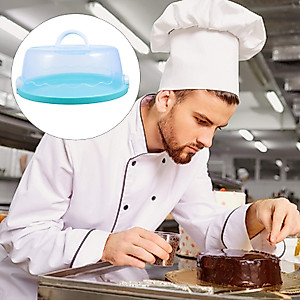 DOITOOL Plastic Portable Cake Box Dish Food Covers Locking Cake Carrier Holder Round Bread Container Cheese Cloche Dome for Food Cake Takeaway Supplies Blue