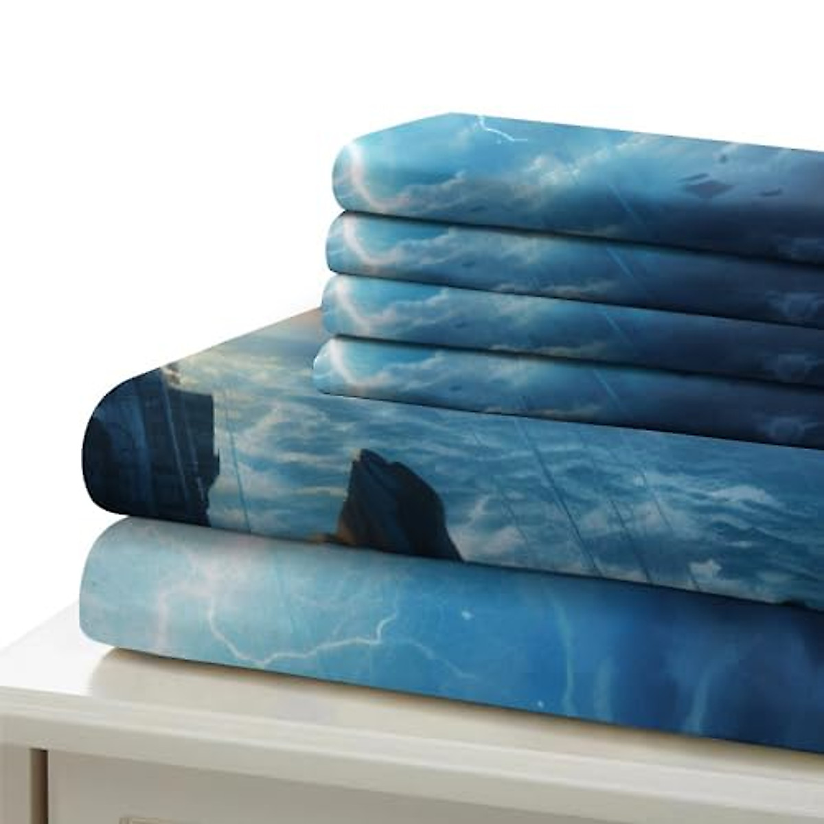 Lightning 3D Christmas Bedding Set for Kids Boys and Girls Duvet Cover Bedding Print with Pillowcase Twin（173x218cm）