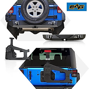 EAG JK Rear Bumper W/Tire Carrier & Adjustable Tire Mount Fit for 2007-2018 Wrangler JK