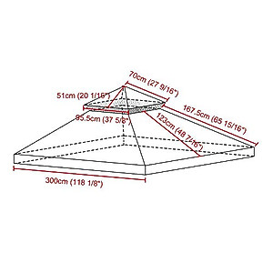 10x10 Ft Waterproof 2-tier Gazebo Canopy Top Replacement Beige Outdoor Garden Structures Yard Patio Cover w/ Mosquito Netting & 16 Grommets for Durable UV Blocking