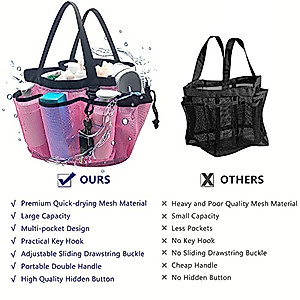 Moyad Large Mesh Shower Caddy Tote Large Tote Bag Beach Bag Hanging Travel Shower Caddy Portable Cleaning Caddy Shower Organizer Camping Accessories College Dorm Room Essentials for Girls Women, Pink