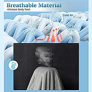 ENJOHOS Cooling Comforter Queen Size, Q-Max 0.45 Double Side Cold Blanket for Hot Sleepers Night Sweats, Cool Ice Silk Summer Comforter, Soft Breathable Lightweight Smooth Cool Comforter Bedding Grey