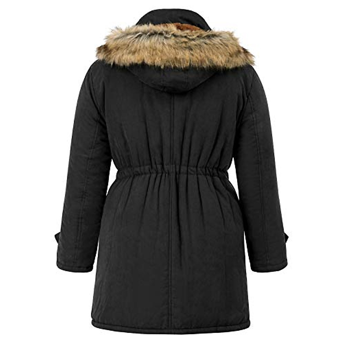 Hanna Nikole Women's Down Jacket with Faux Fur Trim Hood Plus Size Parkas Coats Black 22W