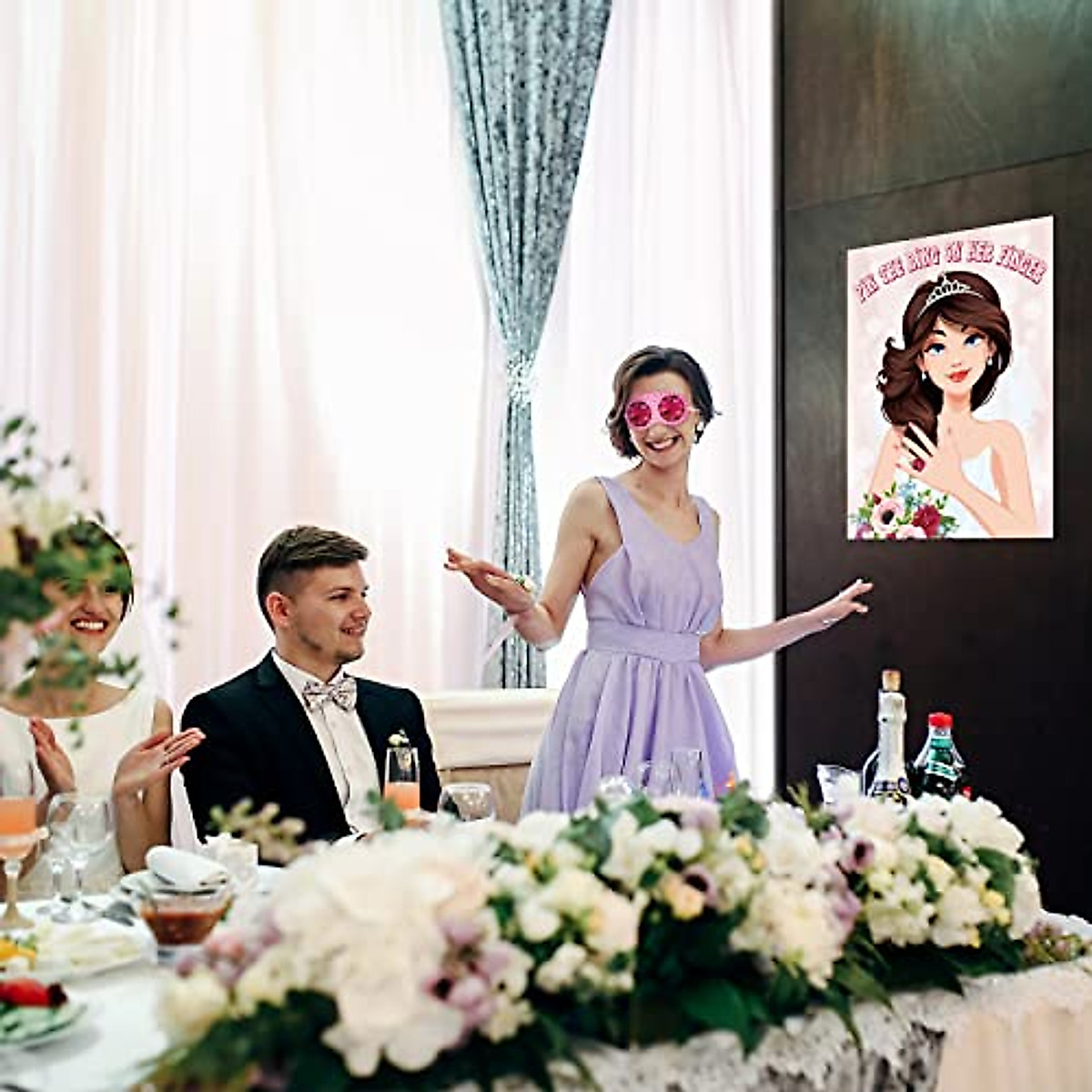 NEBURORA Pin The Ring On The Bride,Hen Party Bachelorette Party Bridal Shower Girls Night Game Bride to Be Pin Game Party Supplies