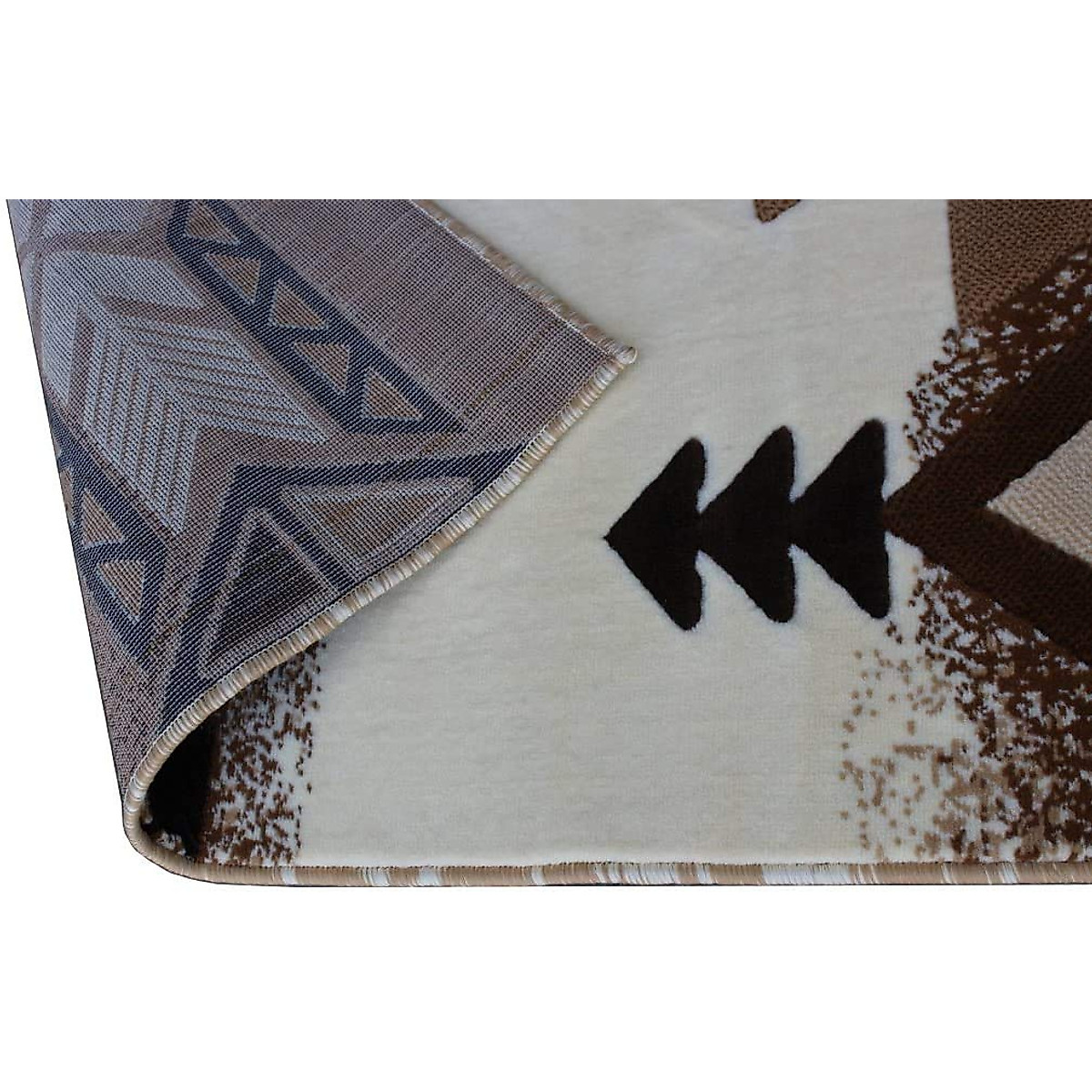 YHSF South West Native American Area Rug C318 - Easy Clean, Thick, Soft, Durable Native Tribal American Indian Inspired Rug for Bedroom/Living Room and More - Ivory, 5 Feet x 7 Feet