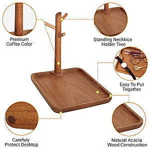 Key Bowl for Entryway Table, Wooden Valet Tray Organizer, Perfume Tray for Dresser, 3 Tiers Wood Rack for Keys, Rings, Wallet, Jewelry, Phone and More