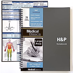 H&P notebook Plus 8.5"x10" (Large Print) - Medical History and Physical notebook, 70 medical templates with perforations
