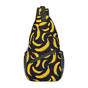 Pop Art Banana Seamless Pattern Sling Bag For Women Men,Fruits Print Crossbody Shoulder Bags Casual Sling Backpack Chest Bag Travel Hiking Daypack For Outdoor