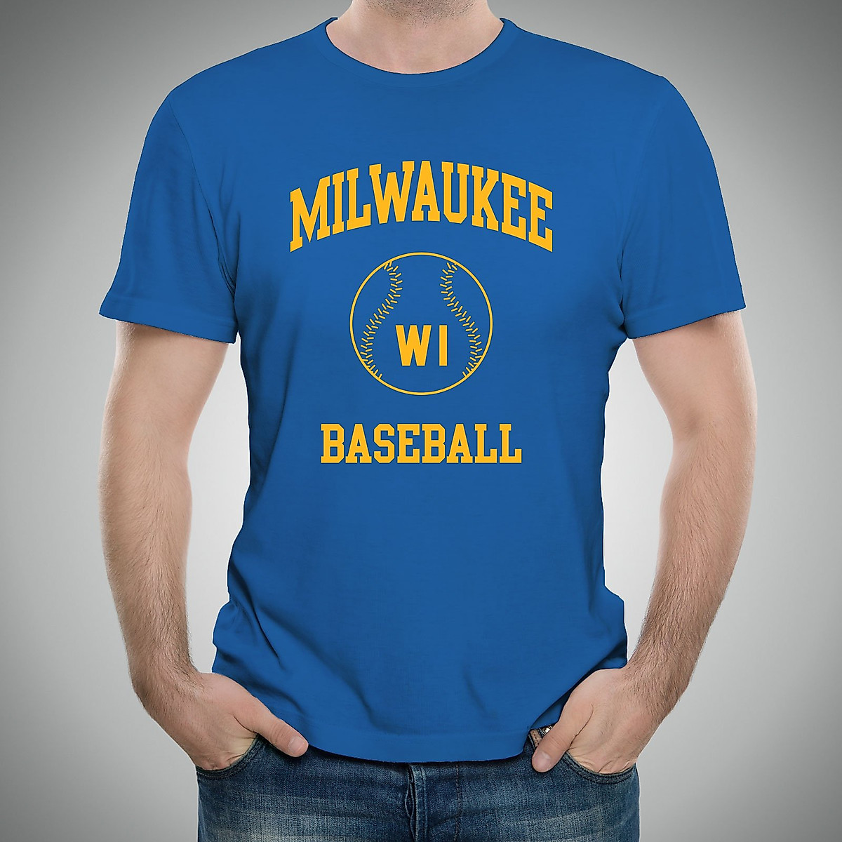 Milwaukee Classic Baseball Arch Basic Cotton T-Shirt - Large - Royal