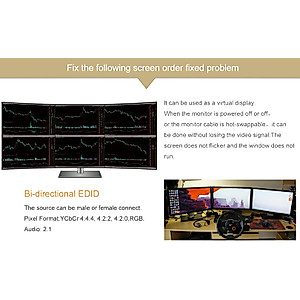 FUERAN HDMI Pass-Through EDID Emulator for use with Video splitters, Switches and Extenders (fit-Headless) 1920X1080@59hz