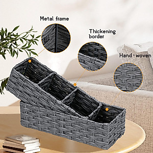 DULLEMELO Toilet Paper Basket for Organizing, Small Bathroom Baskets for Storage, Waterproof Toilet Paper Basket for Back of Toilet, Grey, 2 Pack