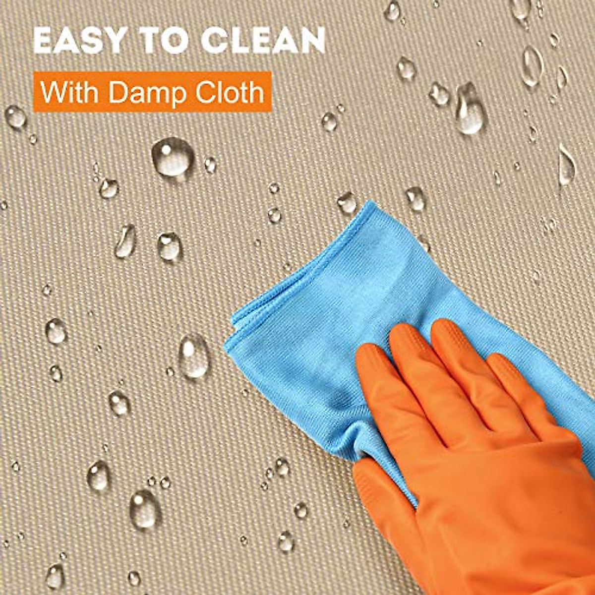 CAMPROS Rectangular/Oval Patio Furniture Cover with Roof Pole, Waterproof Outdoor Table Chair Set Covers, Fade Resistant Cover for Outdoor Furniture Set, UV Resistant, 134" L x 84" W x 56" H - Beige