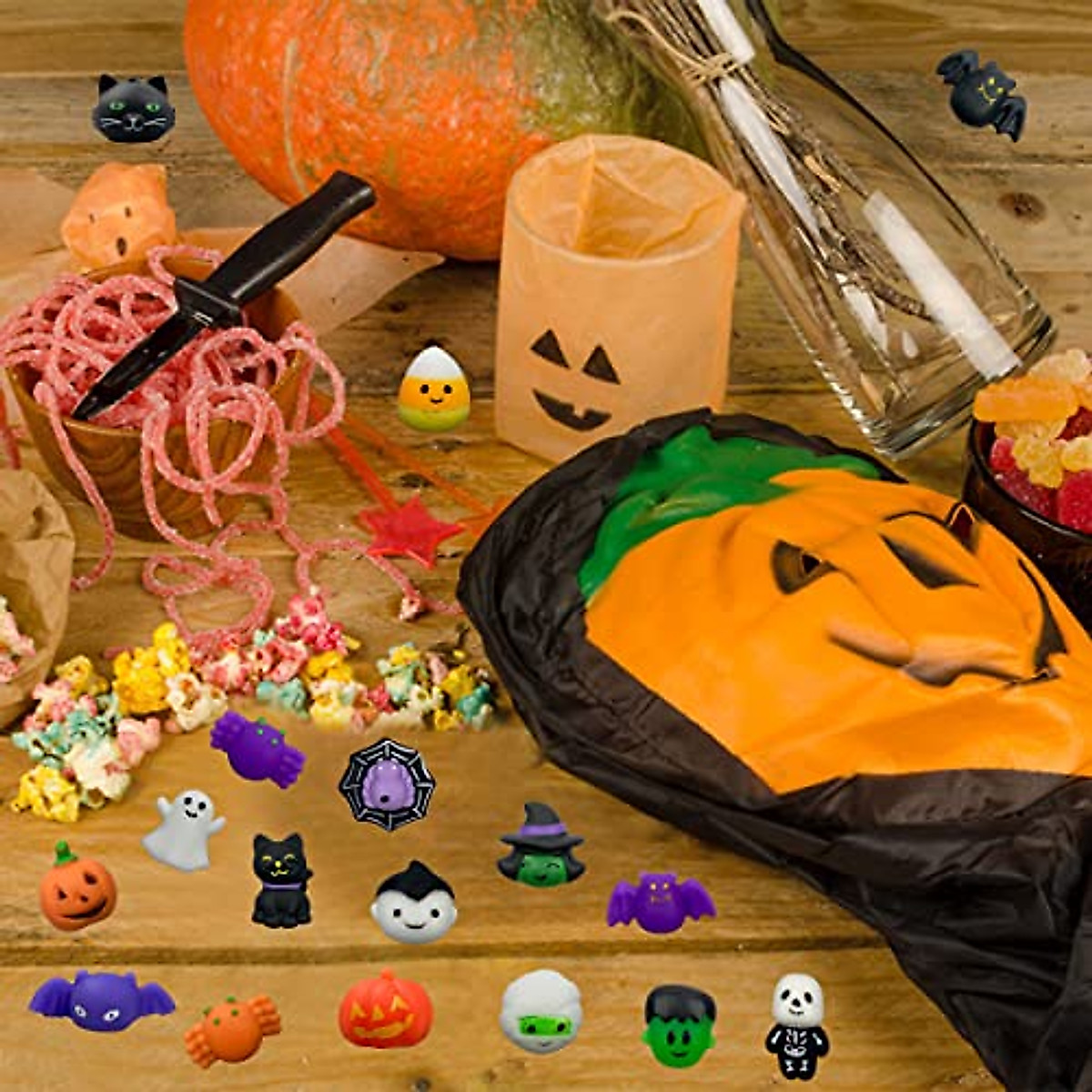 Anditoy 100 PCS Halloween Mochi Squishy Toys Squishies Halloween Toys for Kids Girls Boys Halloween Party Favors Halloween Treat Bags Gifts