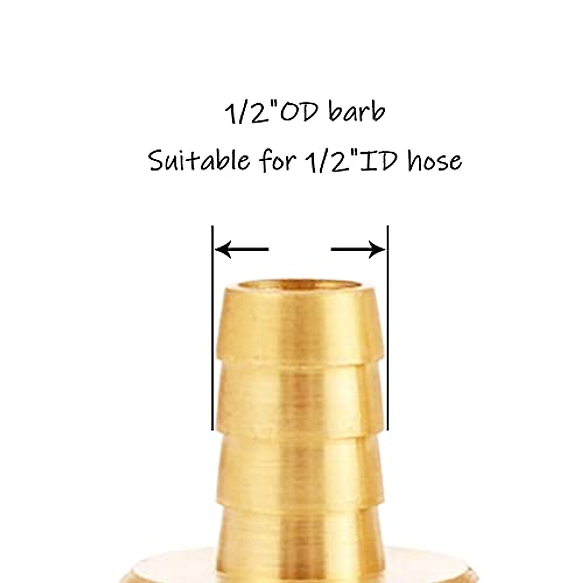 Uenede 2PCS Solid Brass 1/2" Barb x 3/4"GHT Female Garden Hose End Connector Splicer Mender Repair Fitting Include 2 Stainless Steel Clamps