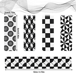 MWOOT 30Pcs Geometric Magnetic Bookmarks, Black White Magnet Page Markers Kit, Creative Magnetic Page Clips Bookmark for School Office Kids Students Book Lovers Reading Supplies (30 Styles, 6x2CM)